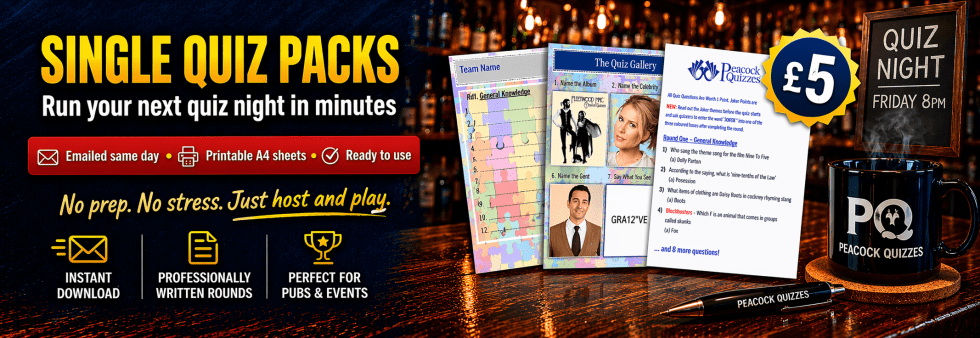 Pub Quiz Questions Pack – Ready-Made Quiz for £5
