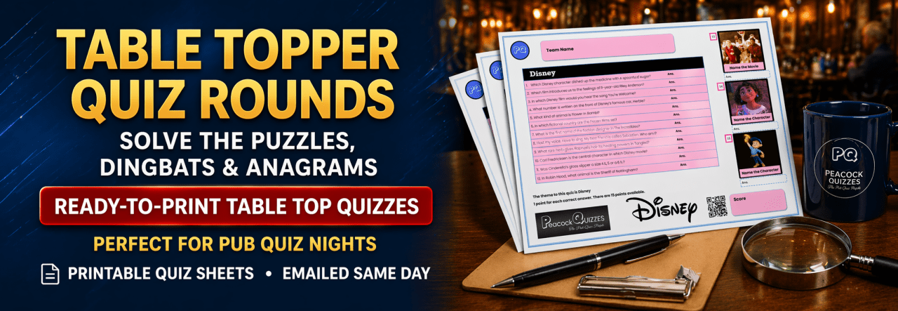 Table Top Quiz Packs – Fun Extra Quiz Round | Peacock Quizzes
